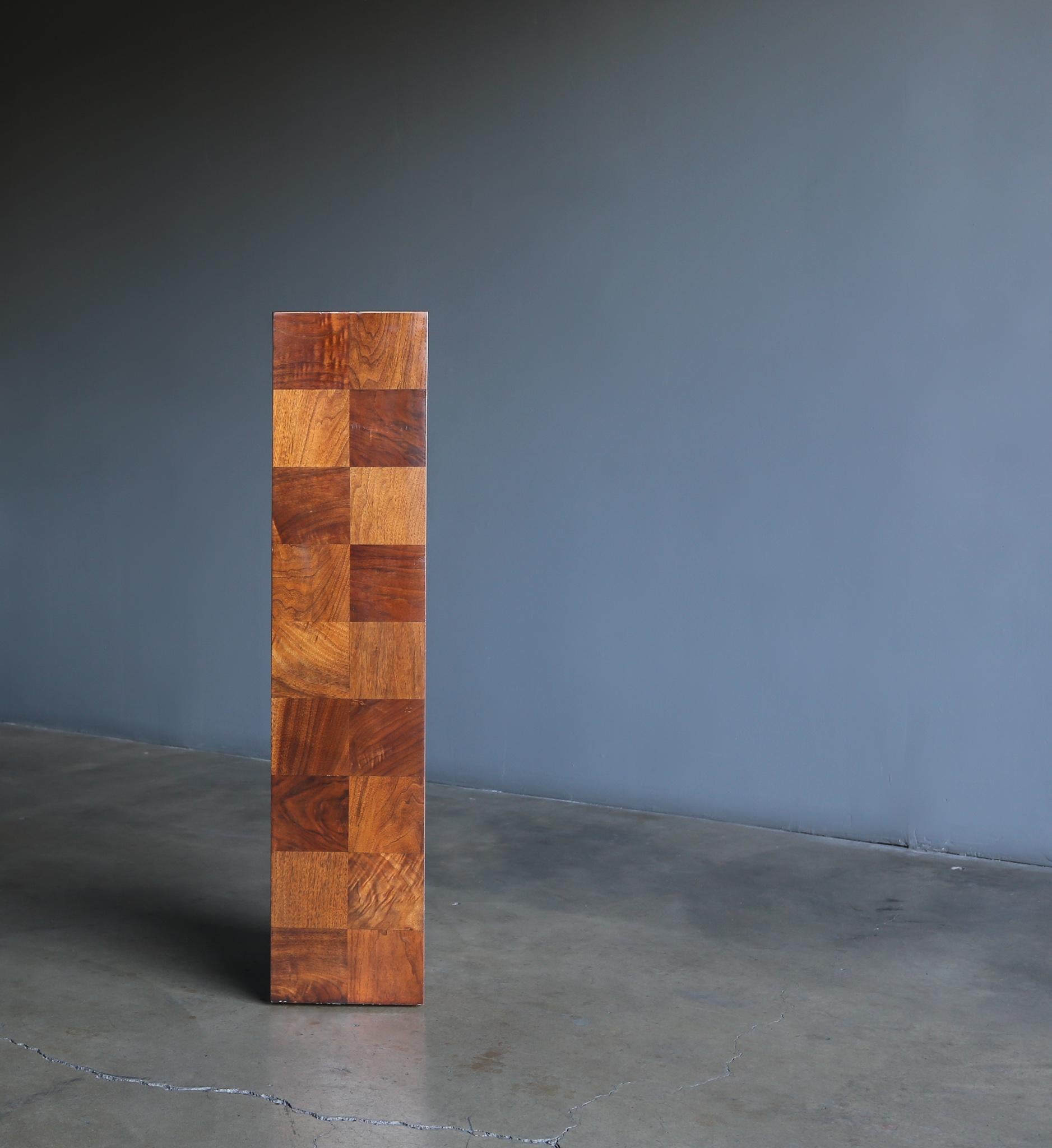 Milo Baughman Walnut Patchwork Pedestal for Thayer Coggin, circa 1975 ...