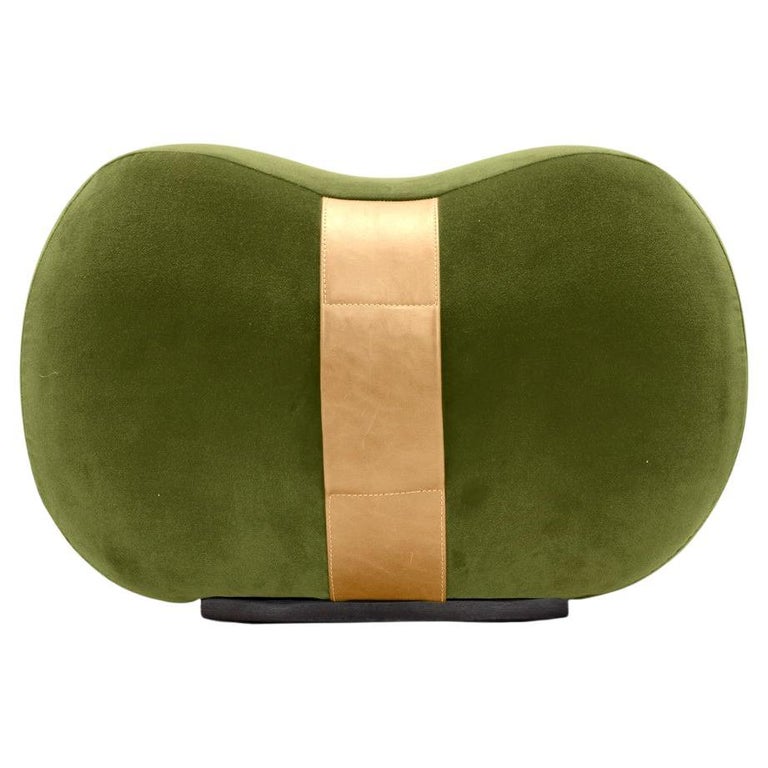 Milo Bean Ottoman, Avocado/Umber Velvet For Sale at 1stDibs