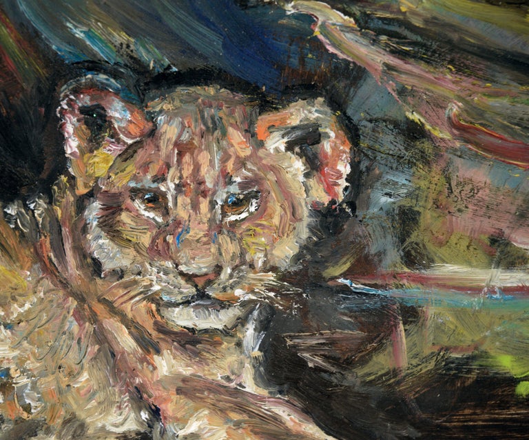 Milo Buck - Women and a Tiger Cub - Pop Art in Oil and Mixed Media on ...