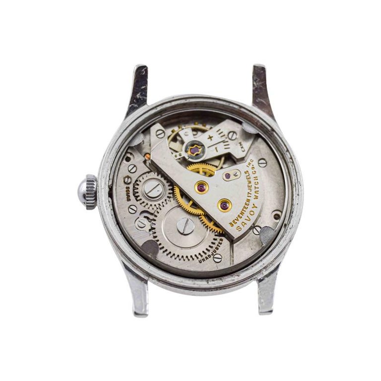 Milos Steel Art Deco Round Watch with Original Dial 1940's New, Old ...