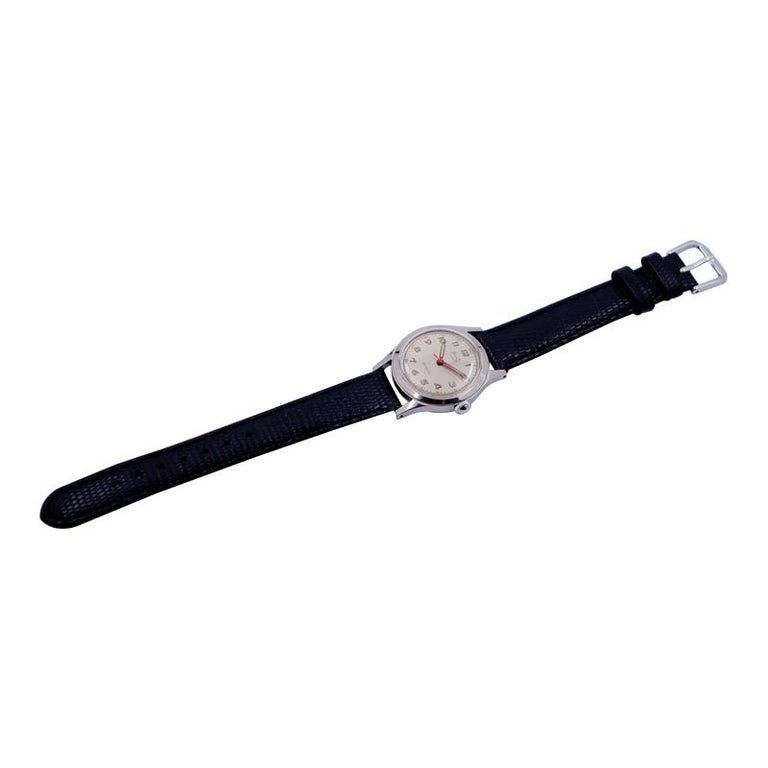 Milos Steel Art Deco Round Watch with Original Dial 1940's New, Old ...