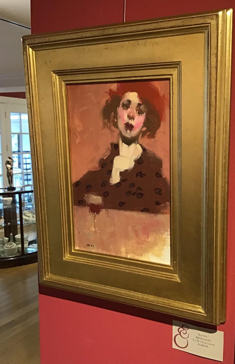 Milt Kobayashi - "Red Hat" portrait oil painting of a woman in a red ...