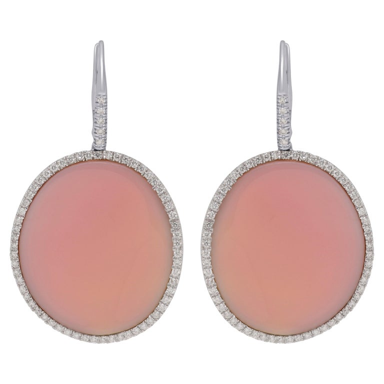 Mimi Milano Aurora 18k White Gold Mother of Pearl Diamond Drop Earrings ...