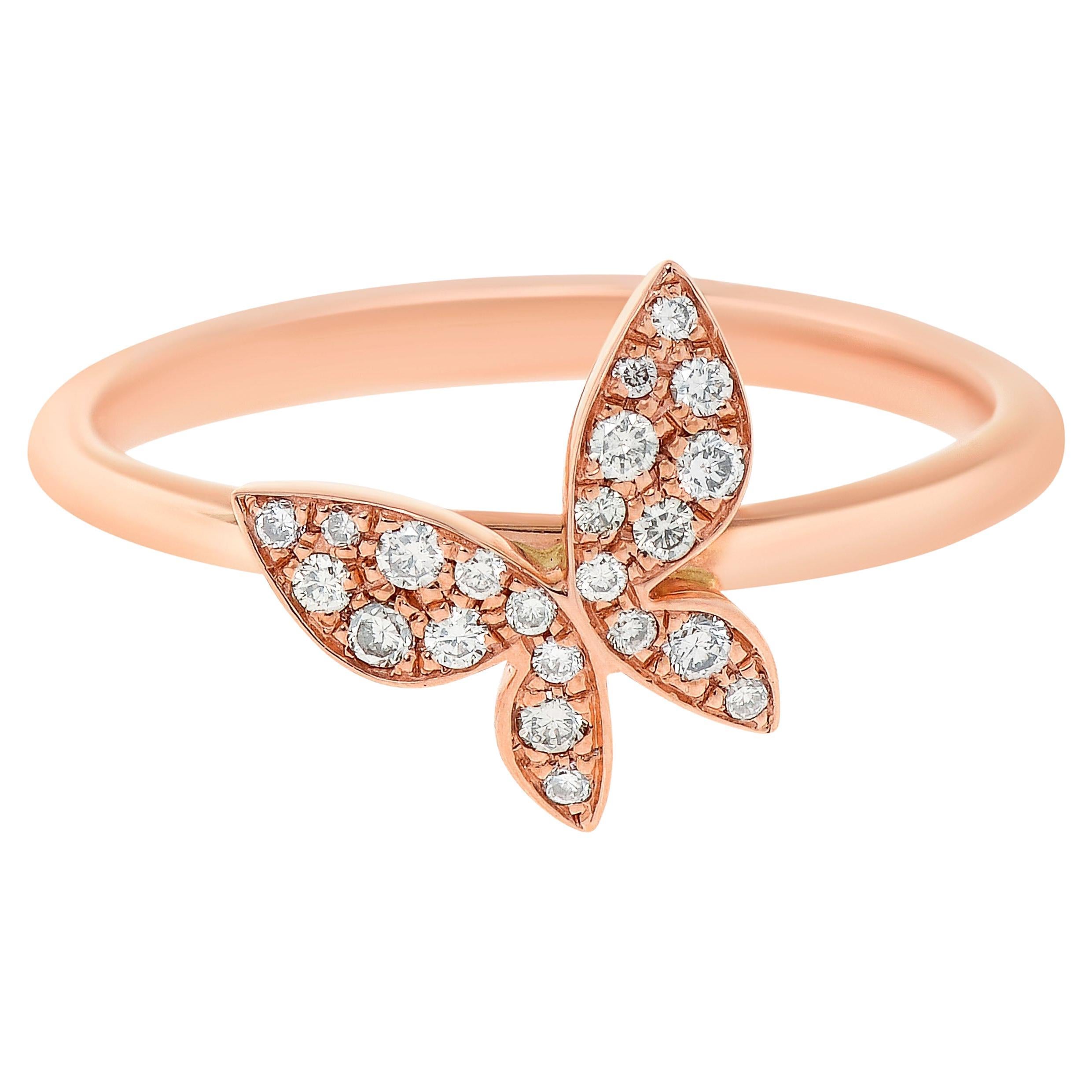 Mimi Milano Farfalla 18k Rose Gold, Diamond Ring For Sale at 1stDibs | mimi rose ring