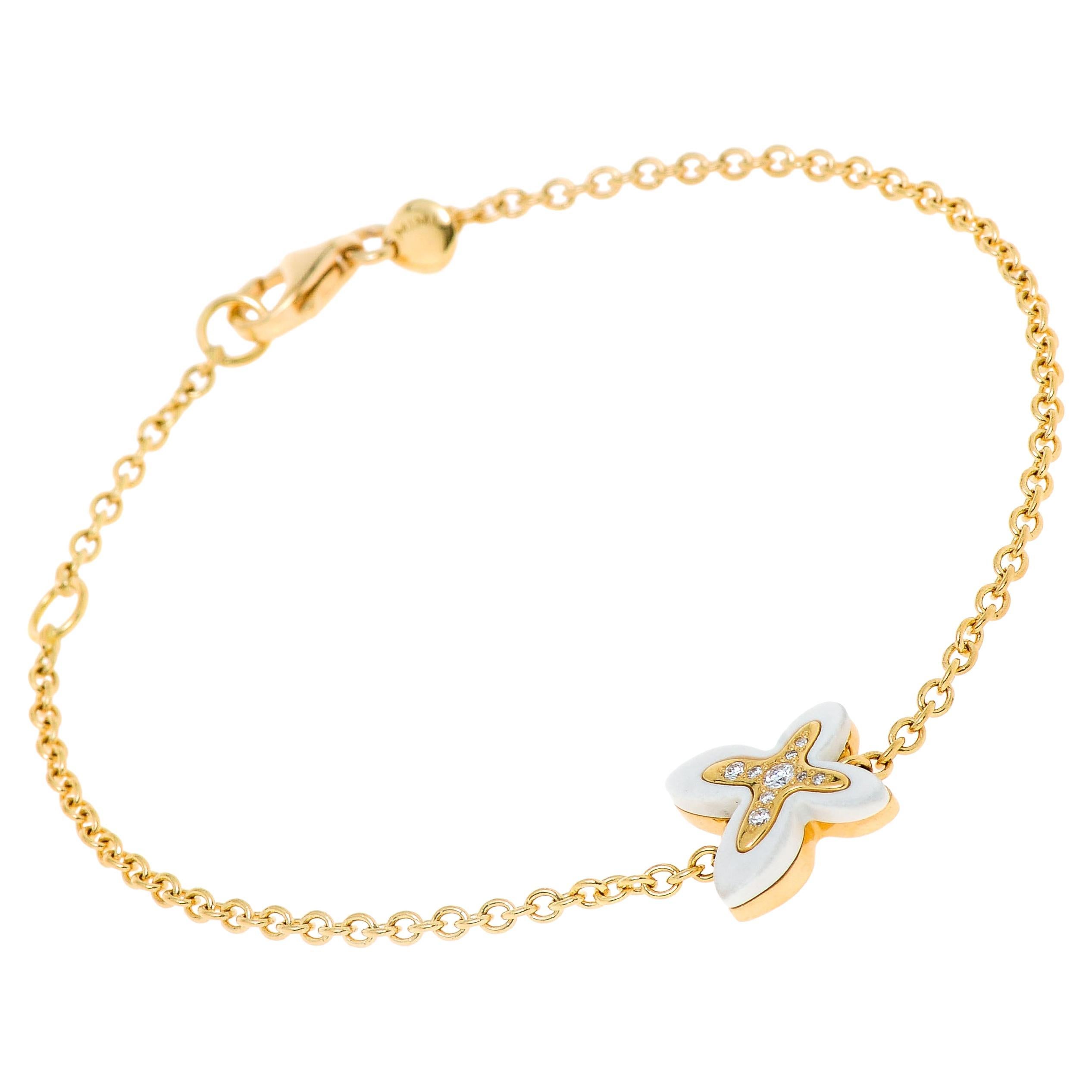Mimi Milano Farfalla 18k Rose and White Gold Diamond Charm Bracelet For ...
