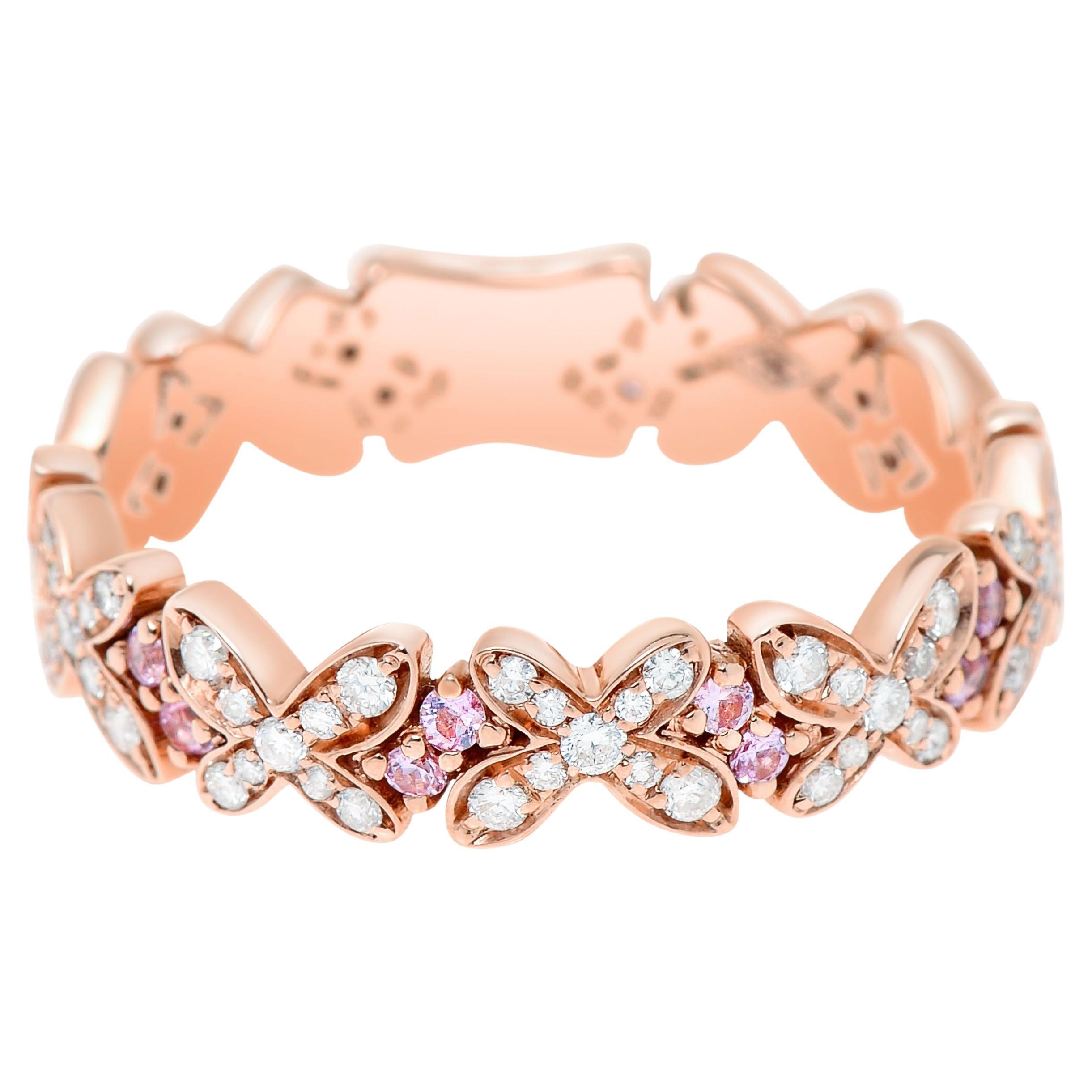 Mimi Milano Freevola 18k Rose Gold Diamond Band Ring For Sale at 1stDibs