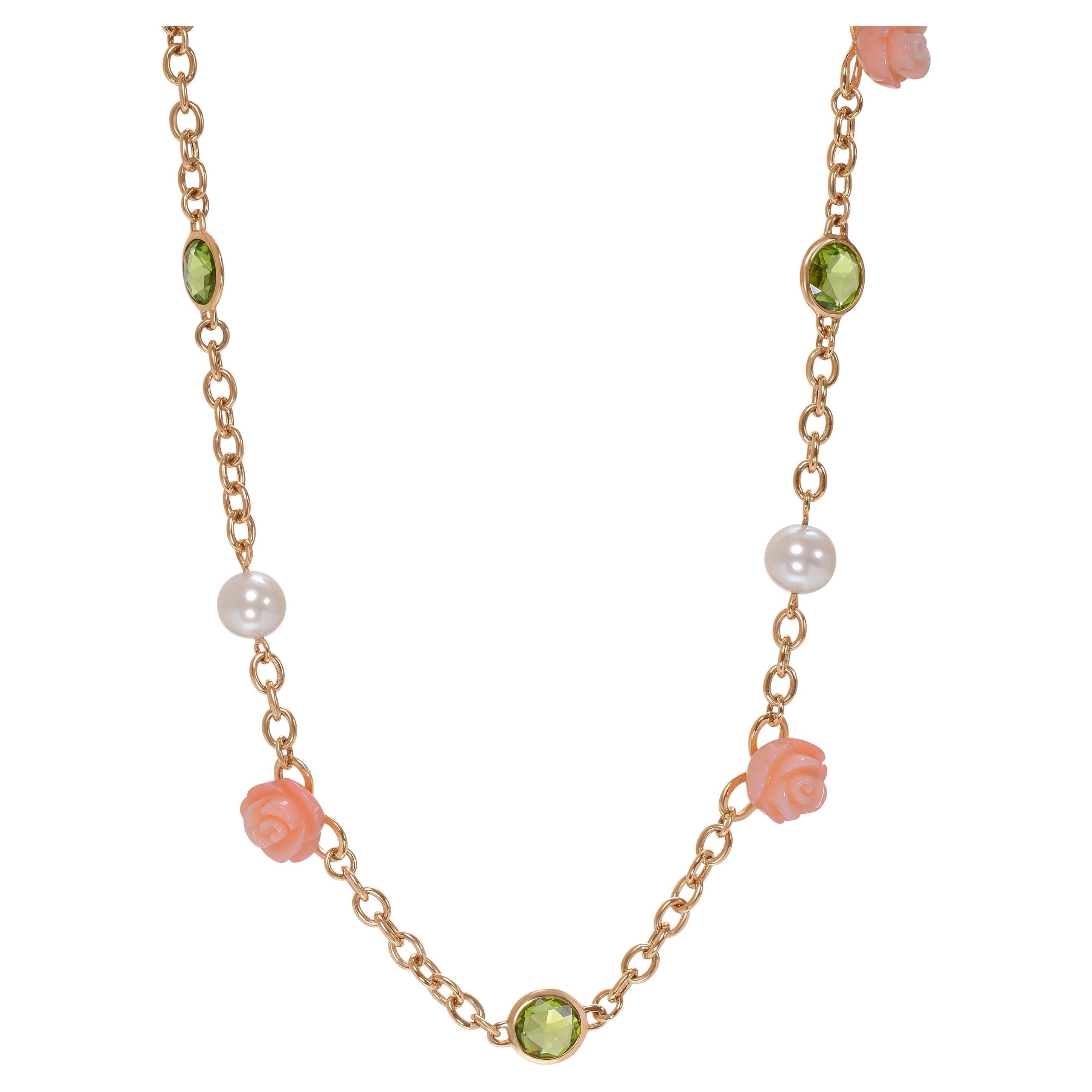 Mimi Milano Grace 18k Rose Gold, Paste and Pearl Necklace For Sale at ...