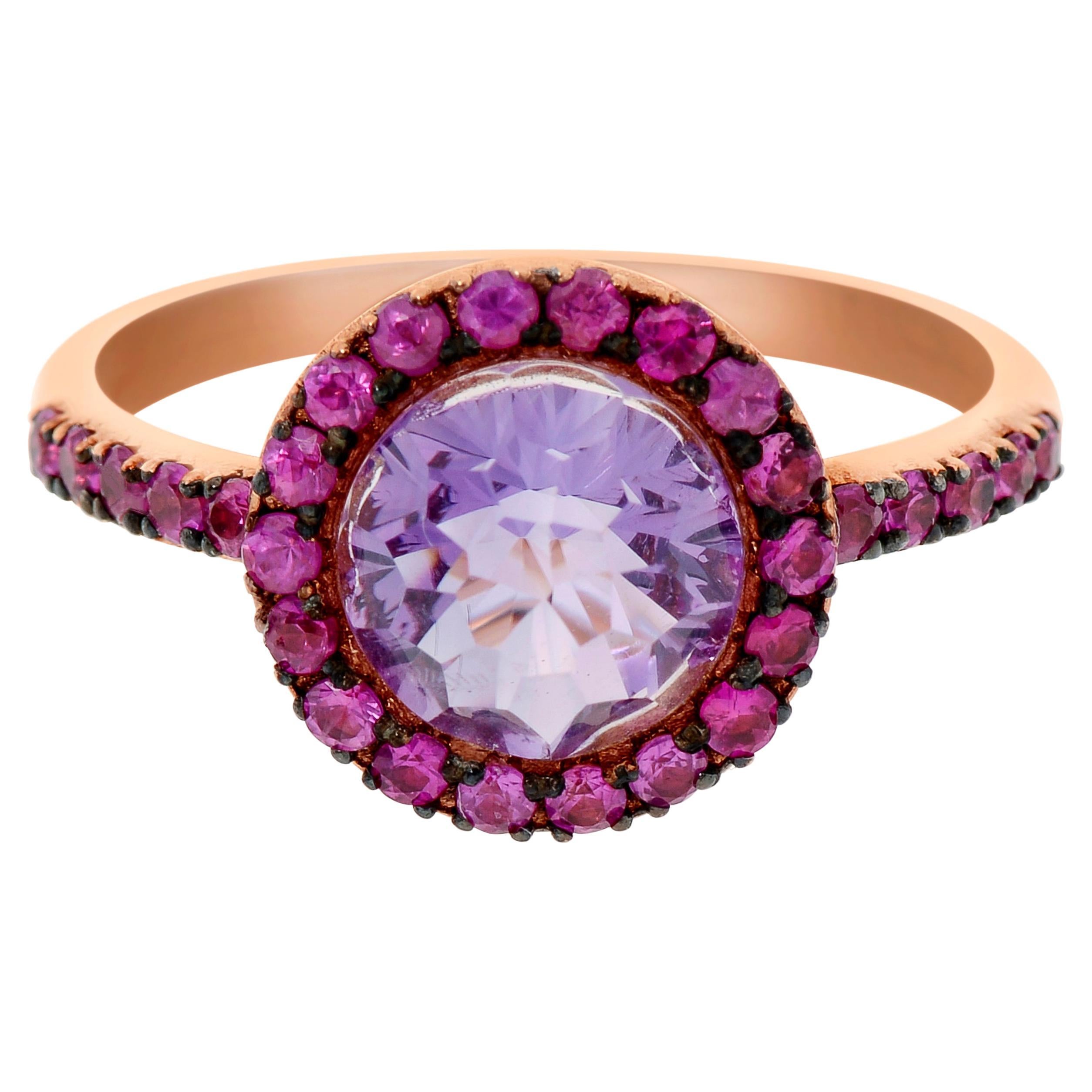 Mimi Milano Amethyst Diamond White Gold Ring For Sale at 1stDibs