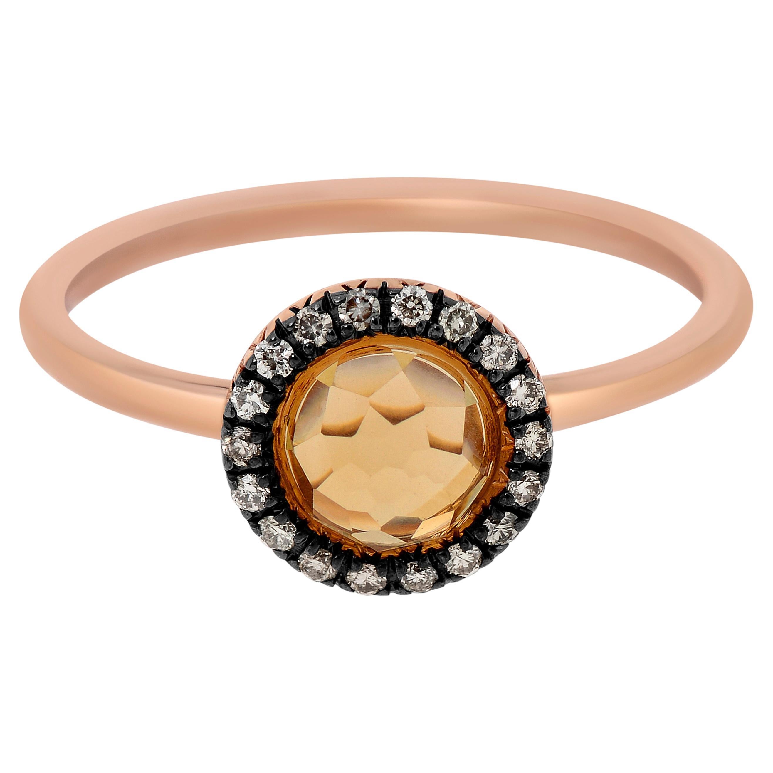 Mimi Milano Happy 18k Rose Gold Citrine and Diamond Band Ring For Sale ...