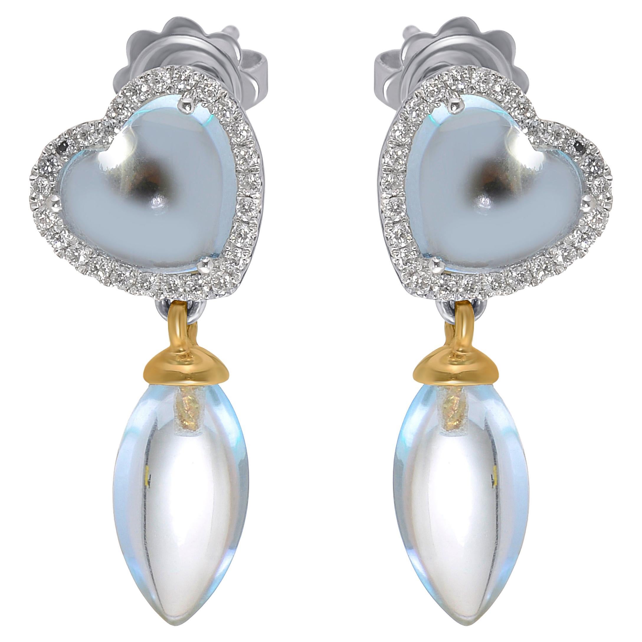 Mimi Milano Juliet 18K White and Rose Gold, Topaz and Diamond Earrings ...
