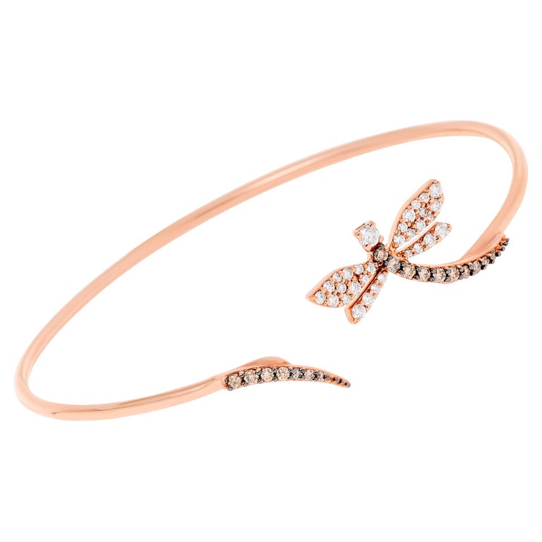 Mimi Milano Libella 18k Rose Gold White Diamond Cuff Bracelet For Sale ...