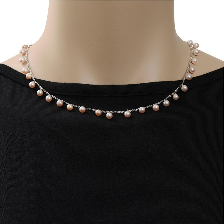 Mimi Milano Nagai 18k White and Yellow Gold, Pearl and Station Necklace ...
