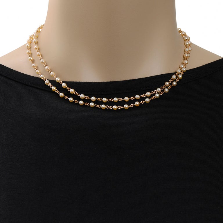 Mimi Milano Nagai 18k White and Yellow Gold, Pearl and Station Necklace ...