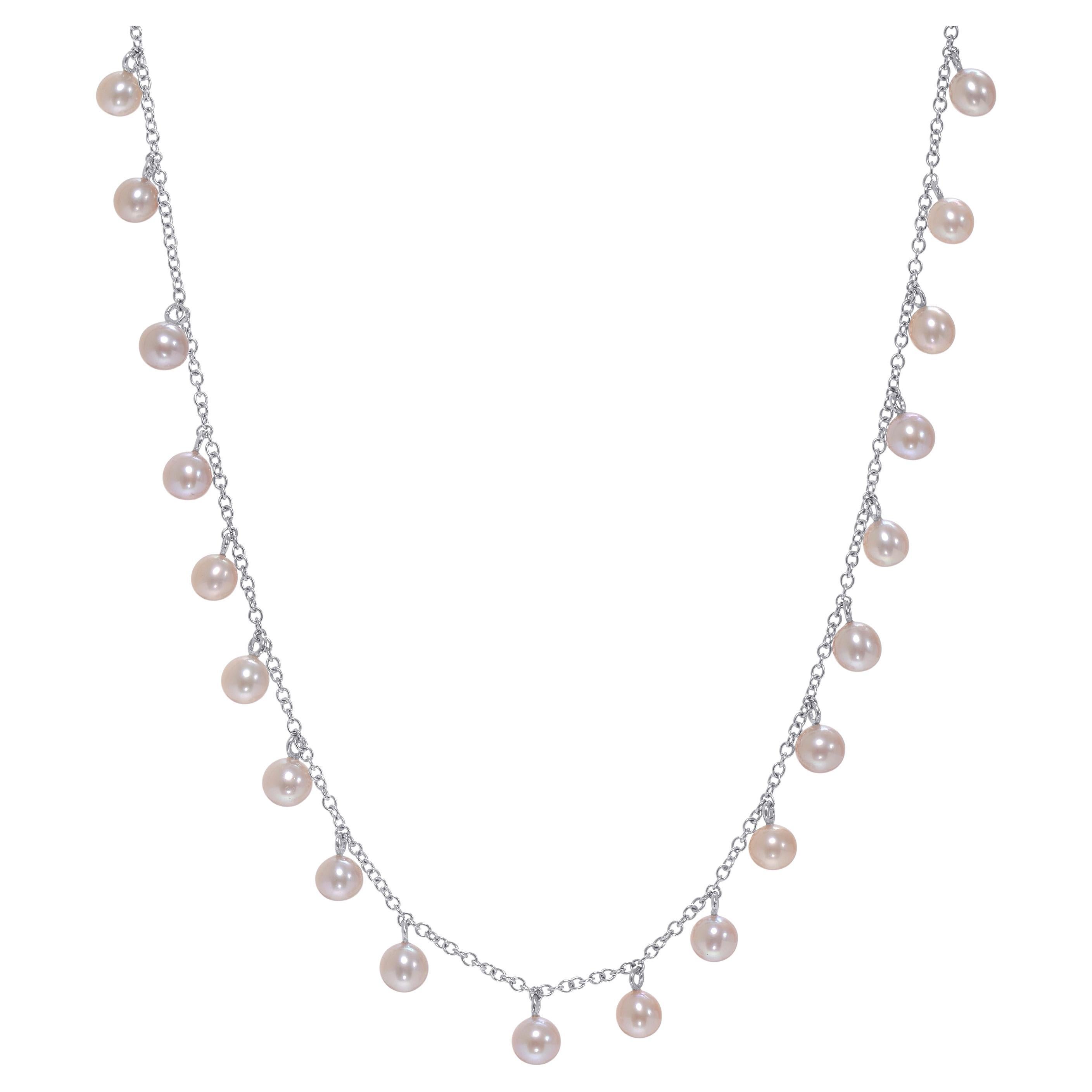 Mimi Milano 18K Yellow Gold, Cultured Pearl Station Necklace For Sale ...