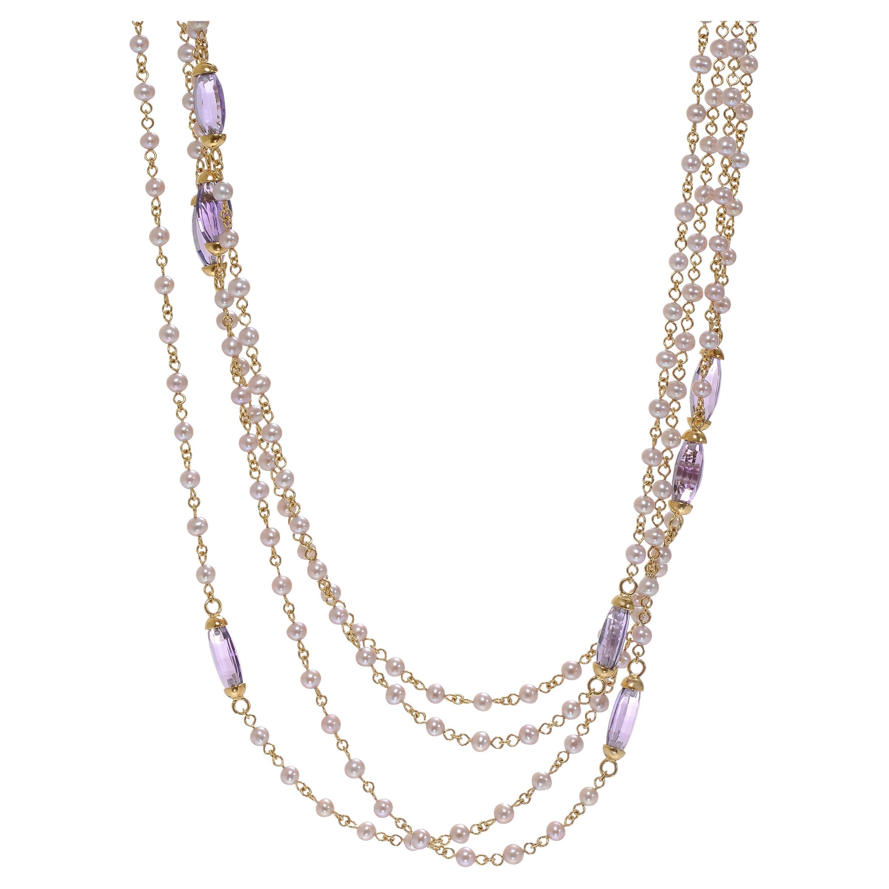 Mimi Milano 18K Yellow Gold, Cultured Pearl Station Necklace For Sale ...