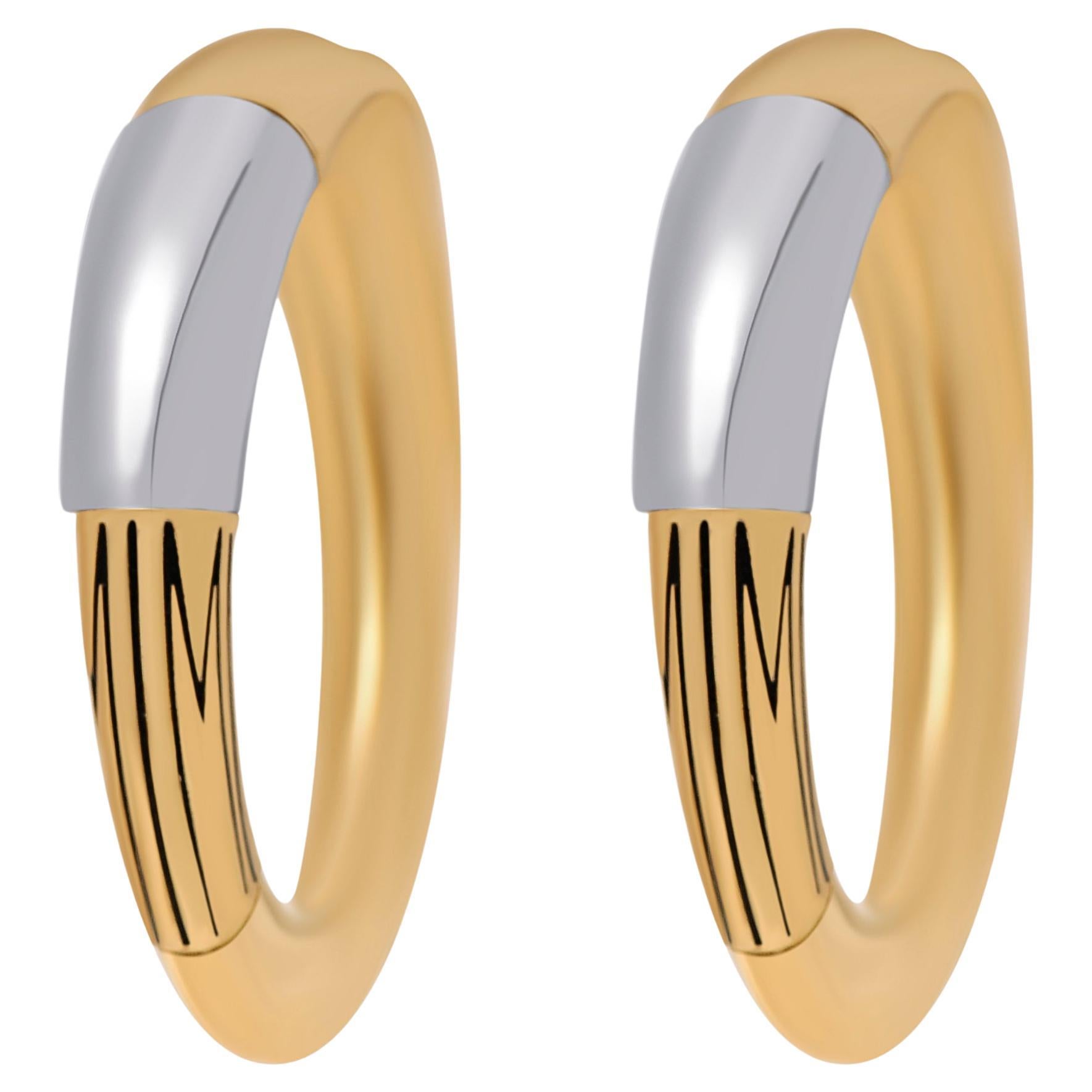 Mimi Milano Tam Tam 18k Rose and White Gold Diamond Huggie Earrings For ...