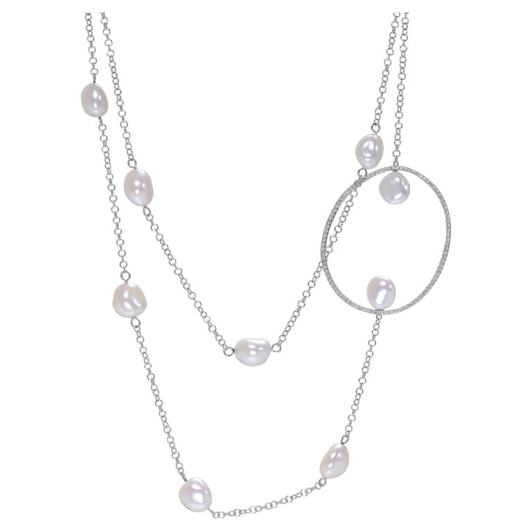 Mimi Milano Victoria 18k White Gold, Pearl and Diamond Necklace For ...