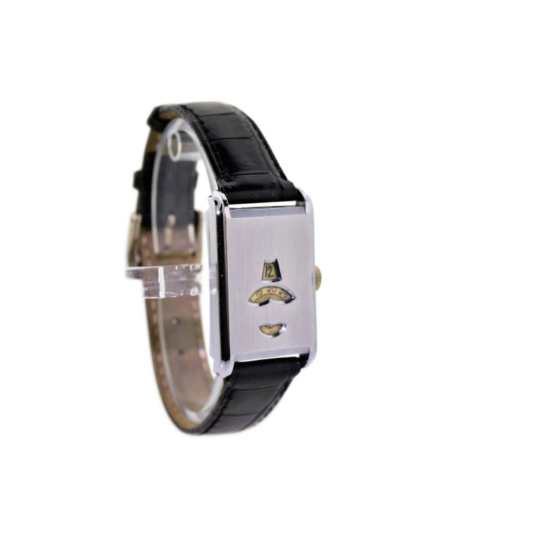 Mimo by Otto Graef Chromium Art Deco Digital Manual Watch, 1930s at 1stDibs