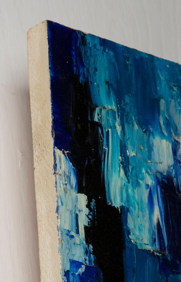 Mid-Century Modern Painting Abstract Blue Signed E. Flasschoen For Sale ...