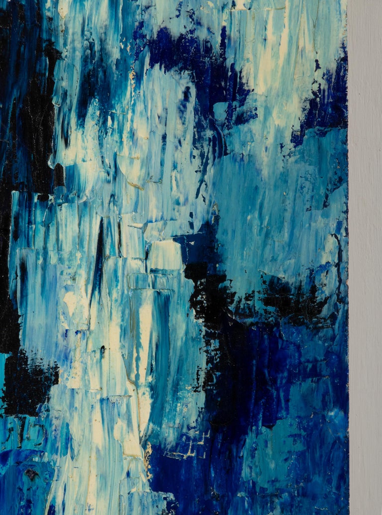 Mid-Century Modern Painting Abstract Blue Signed E. Flasschoen For Sale ...