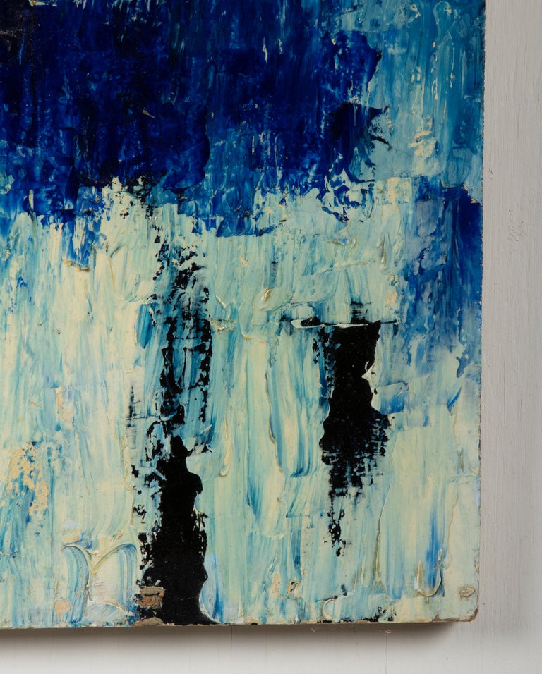 Mid-Century Modern Painting Abstract Blue Signed E. Flasschoen For Sale ...