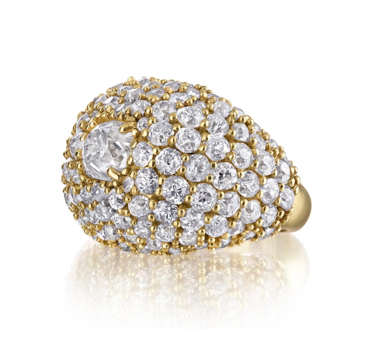 Mindi Mond GIA Certified 10.86 Carat Old Cut Diamond Yellow Gold Dome ...