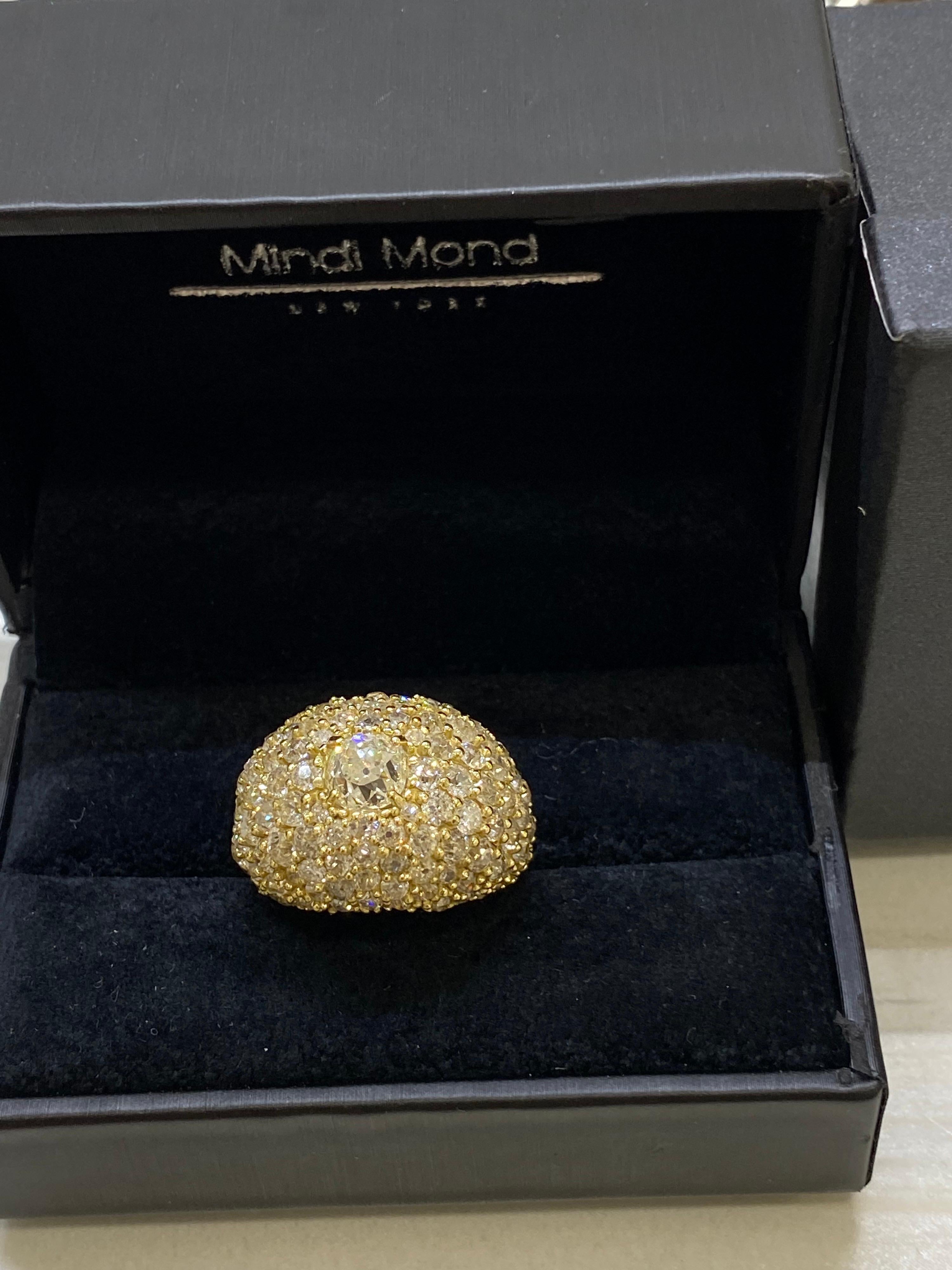 Mindi Mond GIA Certified 10.86 Carat Old Cut Diamond Yellow Gold Dome ...