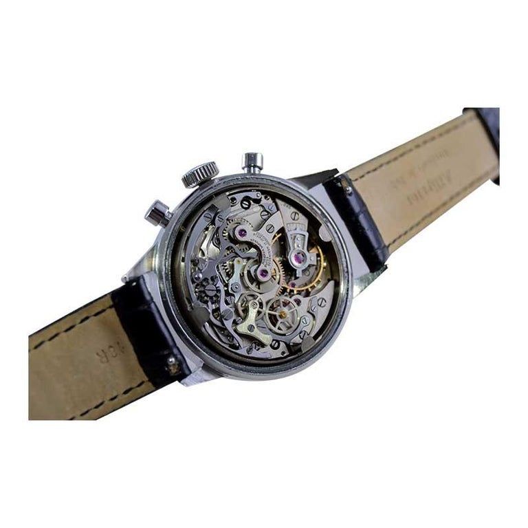 Minerva Stainless Steel Art Deco 3 Register Chronograph, circa 1940's ...