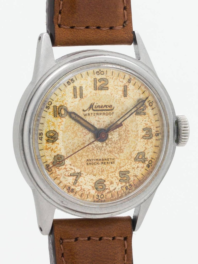 Minerva Swiss Patina Dial, circa 1940s at 1stDibs