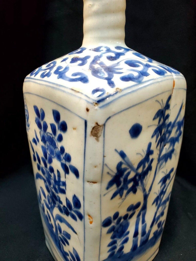 Ming, Chinese Antique Jiajing Blue and White Porcelain Square Vase For ...