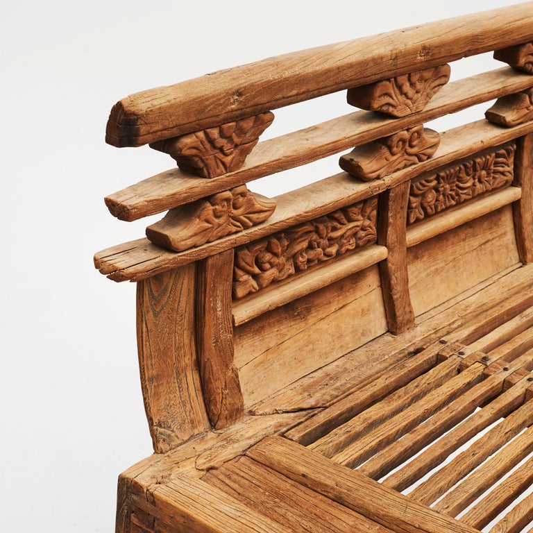 Antique Ming Temple Bench with Carved Details 17'th Ctr. For Sale at ...