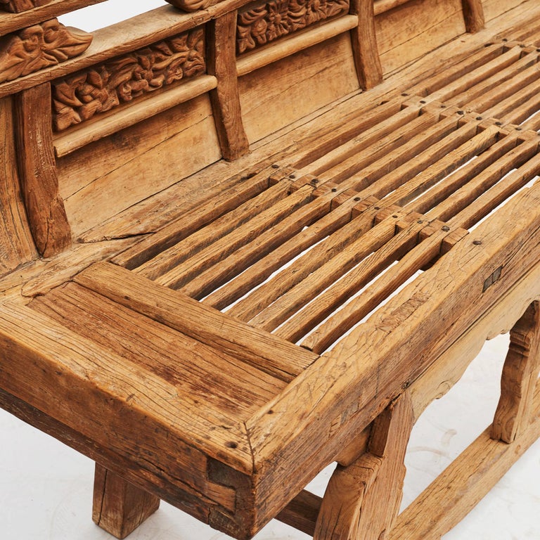 Antique Ming Temple Bench with Carved Details 17'th Ctr. For Sale at ...