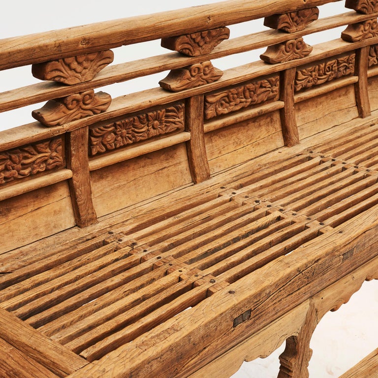 Antique Ming Temple Bench with Carved Details 17'th Ctr. For Sale at ...