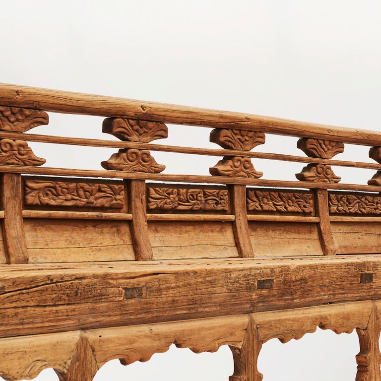 Antique Ming Temple Bench with Carved Details 17'th Ctr. For Sale at ...