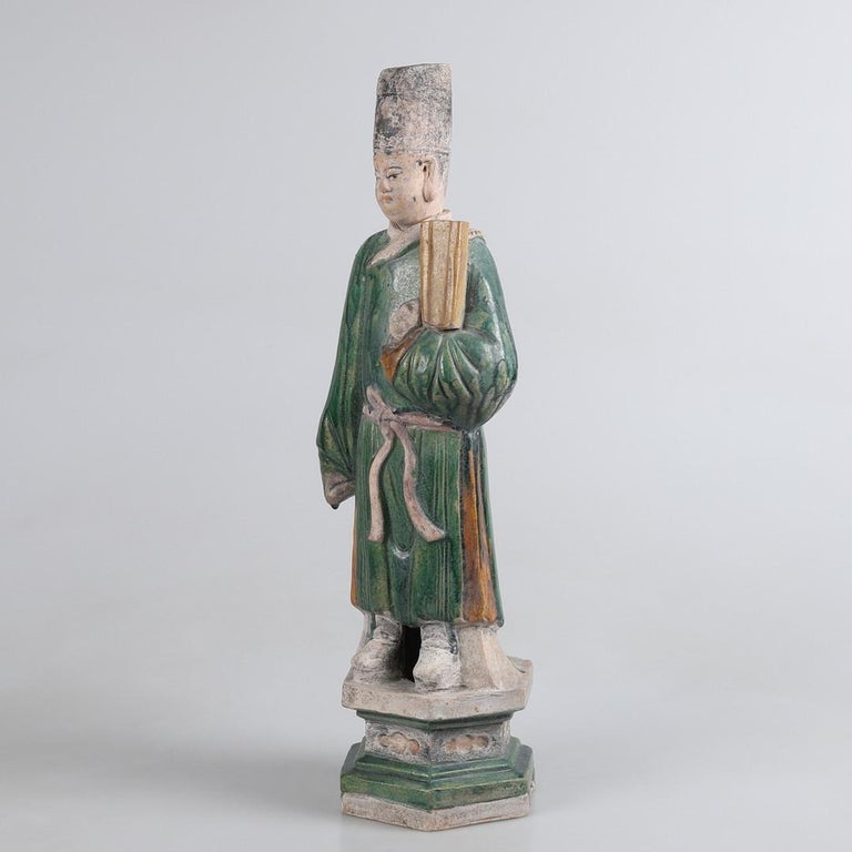 Ming Dynasty Green Glazed Pottery Tomb Statue "Official", China 1368 ...