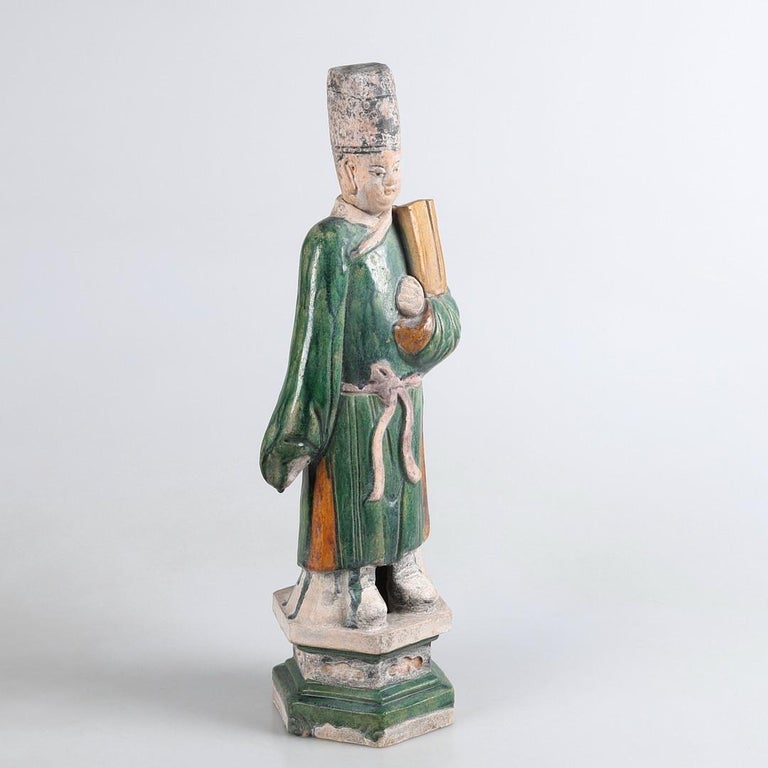 Ming Dynasty Green Glazed Pottery Tomb Statue "Official", China 1368 ...
