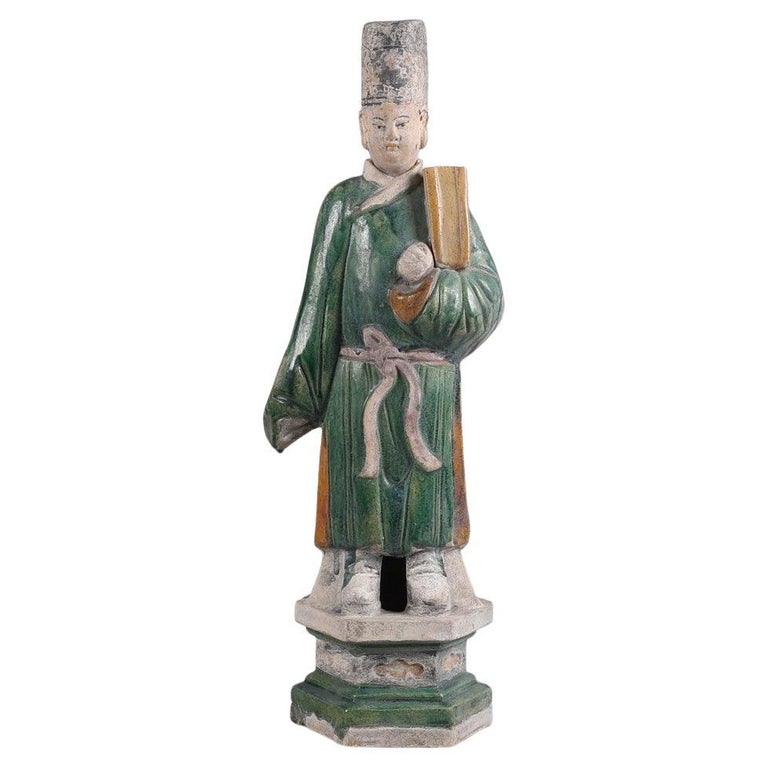 Ming Dynasty Green Glazed Pottery Tomb Statue "Official", China 1368 ...