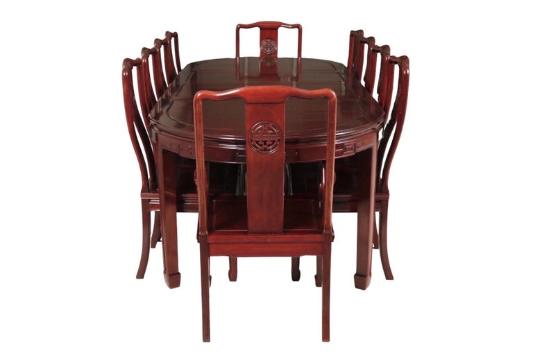 Ming Rosewood Dining Table and 10 Chairs For Sale at 1stDibs