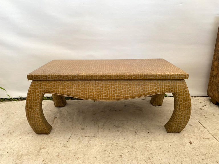 Ming Style Coffee/Cocktail Table with Faux Alligator Vinyl Upholstery ...