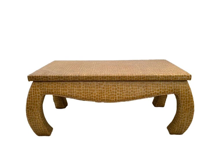 Ming Style Coffee/Cocktail Table with Faux Alligator Vinyl Upholstery ...