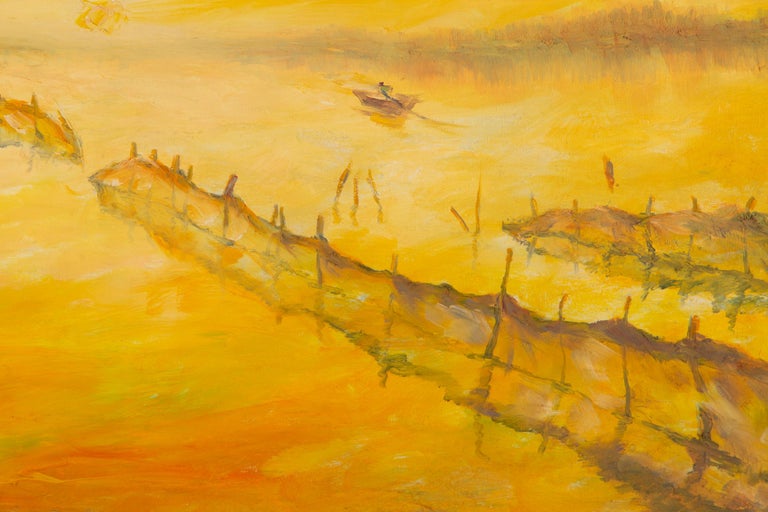 Mingjun Wang - Mingjun Wang Landscape Original Oil Painting "Fishing ...
