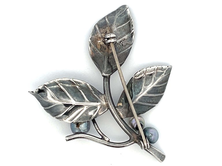 Mings Bluish Purple Pearl Branch Brooch in Sterling Silver For Sale at ...