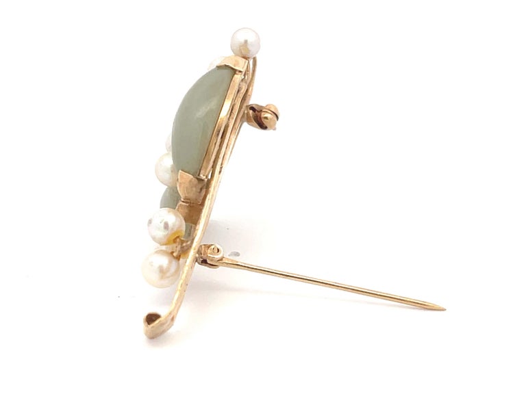 Mings Gold Branch Brooch with Jade and Pearls in 14k Yellow Gold For ...