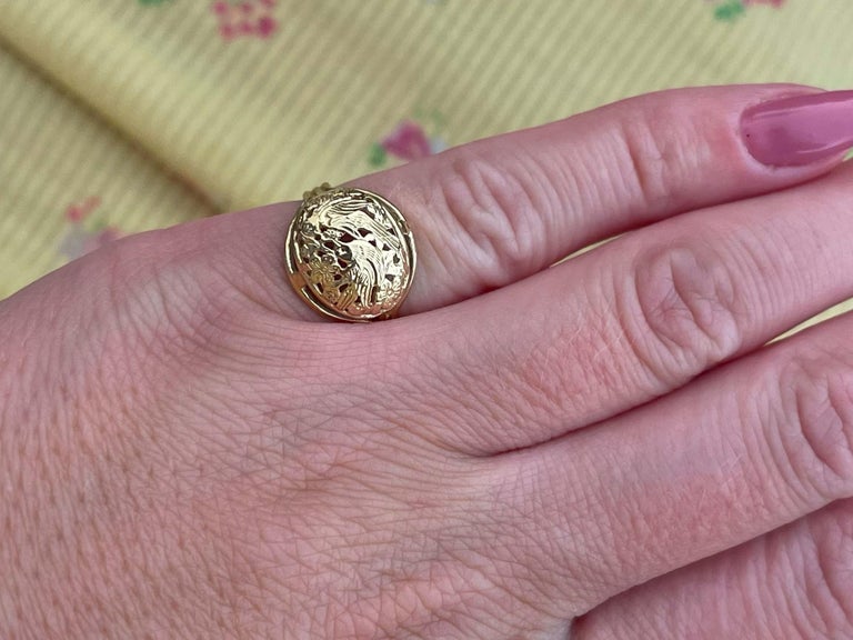 Mings Two Birds on a Plum Small Dome Ring in 14k Yellow Gold For Sale ...