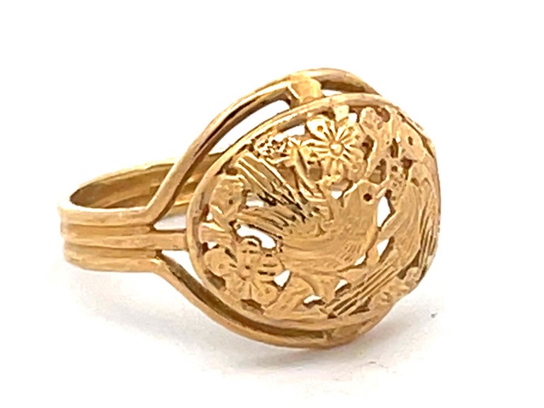 Mings Two Birds on a Plum Small Dome Ring in 14k Yellow Gold For Sale ...