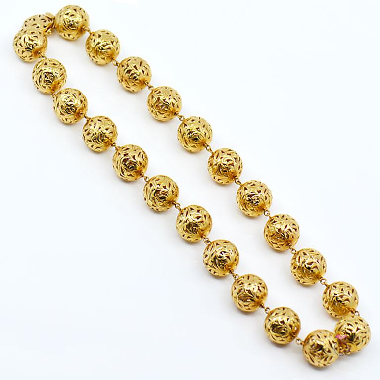 Ming's Hawaii Large Bead Necklace in 14 Karat Floral Scroll Design For ...