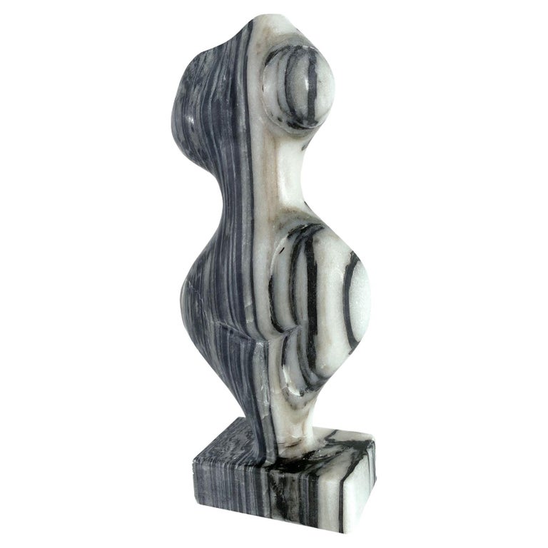 "Mini 89" Swiss Modern Zebra Marble Abstract Sculpture, Evelyne Brader ...