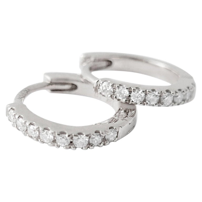 Mini Diamond Hoop Earrings in 18 Karat White Gold by Allison Bryan For ...