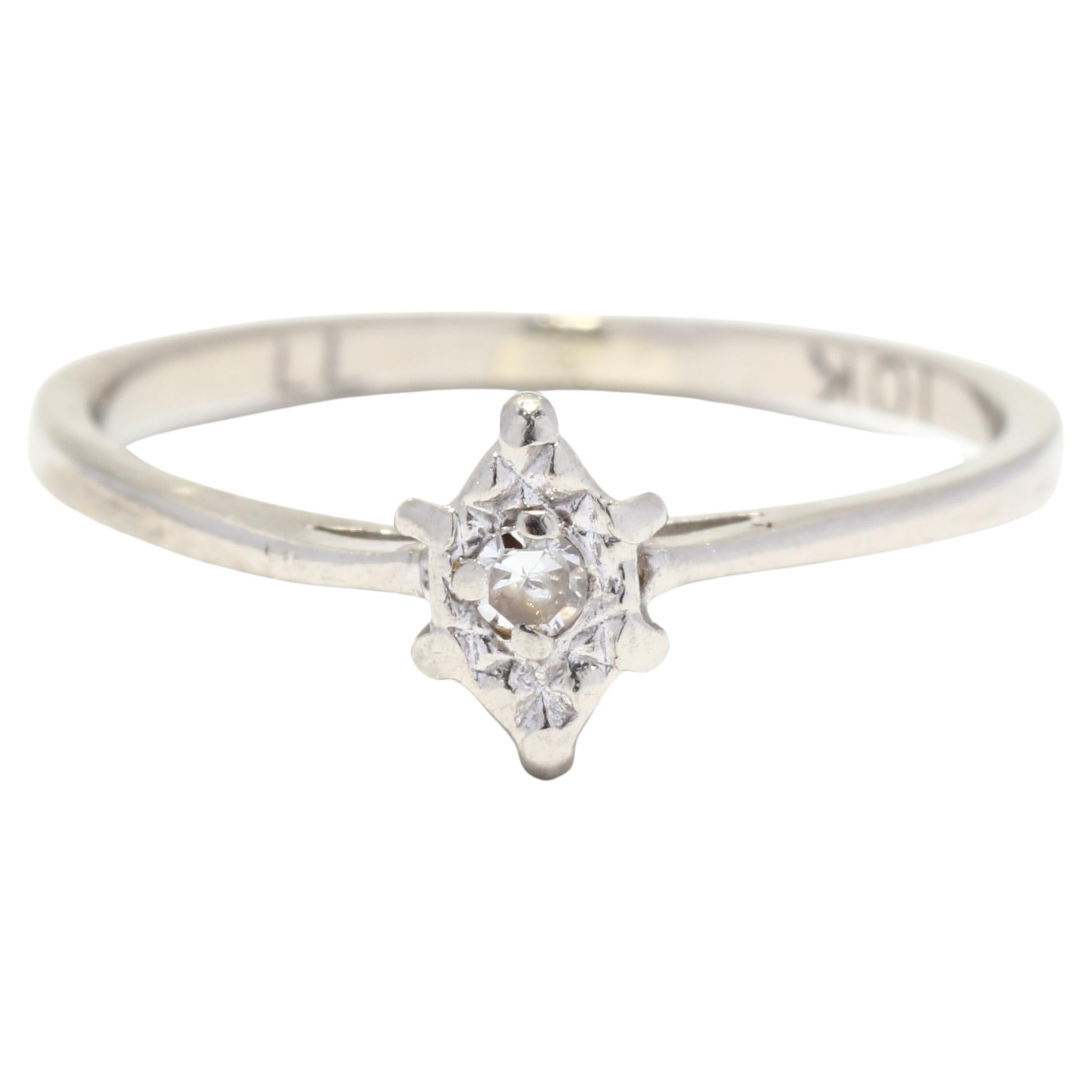 Edwardian Diamond White Gold Navette Ring at 1stDibs