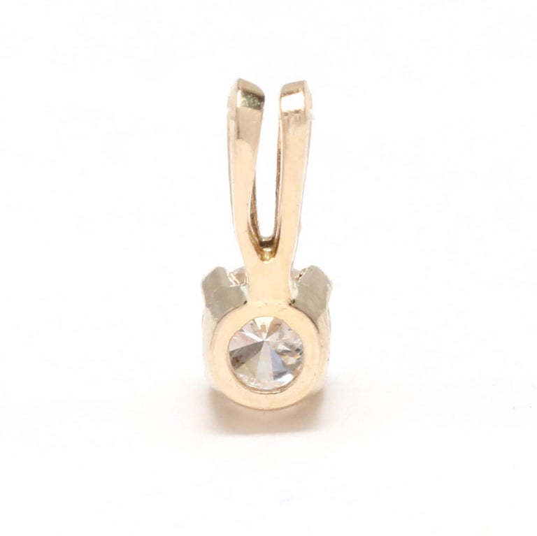 Mini Diamond Pendant, 14KT Yellow Gold, Simple Diamond Charm at 1stDibs